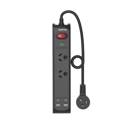 Monster Dual Socket Surge Protector With Usb Black