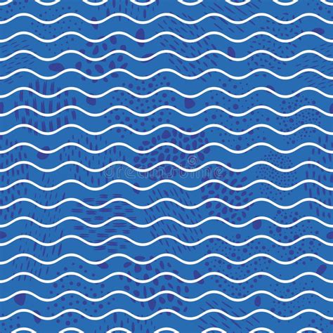 Vector Seamless Wavy Line Pattern With Dots Stock Vector Illustration Of Endless Blue 318606244