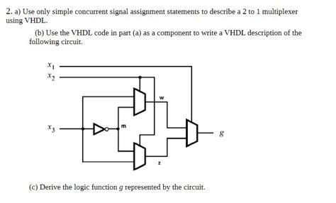 Solved 2 A Use Only Simple Concurrent Signal Assignment