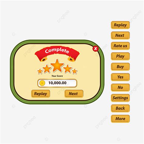 Level Button Vector Art Png Game Level Template Illustration With Button Leaderboard Outcome
