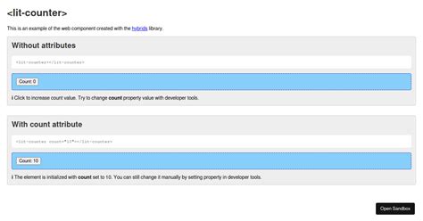 Web Component Built With Hybrids Library Codesandbox