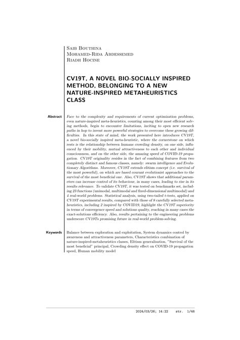 Pdf Cv19t A Novel Bio Socially Inspired Method Belonging To A New