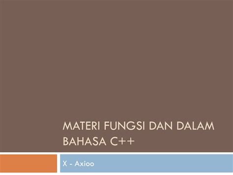 Materi Fungsi Dalam Bahasa C Pdf