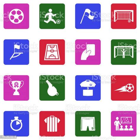 축구 아이콘입니다 광장에서 백색 평면 디자인입니다 벡터 일러스트입니다 Championship에 대한 스톡 벡터 아트 및 기타 이미지 Championship Soccer