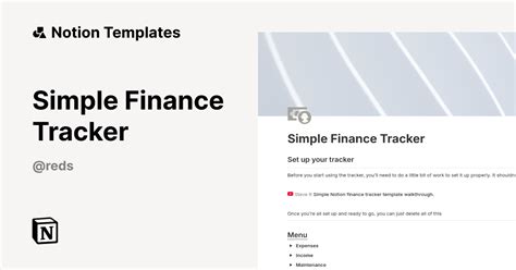 Simple Finance Tracker Template By Steve Redshaw Notion Marketplace