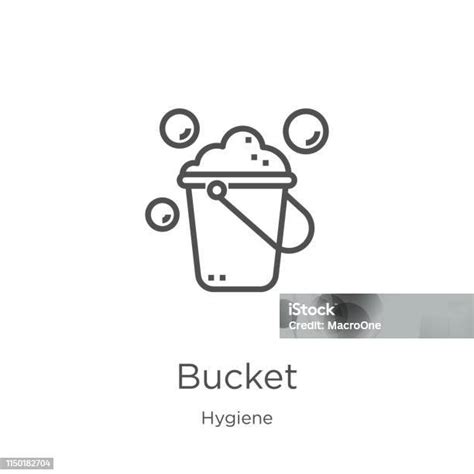 위생 컬렉션에서 버킷 아이콘 벡터입니다 얇은 라인 버킷 개요 아이콘 벡터 일러스트 레이 션입니다 웹 사이트 디자인 및 모바일 앱 개발을 위한 개요 얇은 라인 버킷 아이콘 0