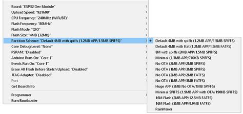 Esp 32 Ota Update Via Wi Fi And Local Website Memory Partitioning Error Programming