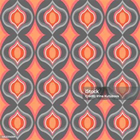 추상 타원형 모양패턴 회색과 장미 색상의 벡터 매끄러운 패턴 1960 1969 년에 대한 스톡 벡터 아트 및 기타 이미지 1960 1969 년 귀여운 기하 도형