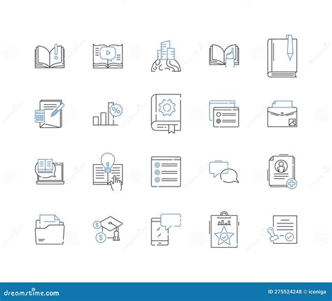 Curriculum Tools Line Icons Collection Syllabus Lesson Outline Content Plan Framework
