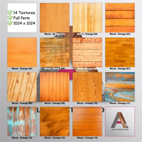 Second Life Marketplace Ats Wood Textures Orange Full Perm