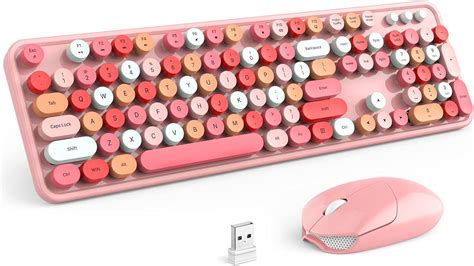Buy Knowsqt Wireless Keyboard And Mouse Combo 104 Keys Full Sized 2 4 Ghz Round Keycap Colorful