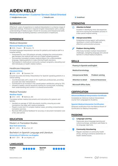 Interpreter Resume Examples That Got Jobs For