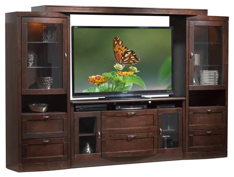 Huxley 4 Piece Entertainment Wall Unit Java Maple Leons