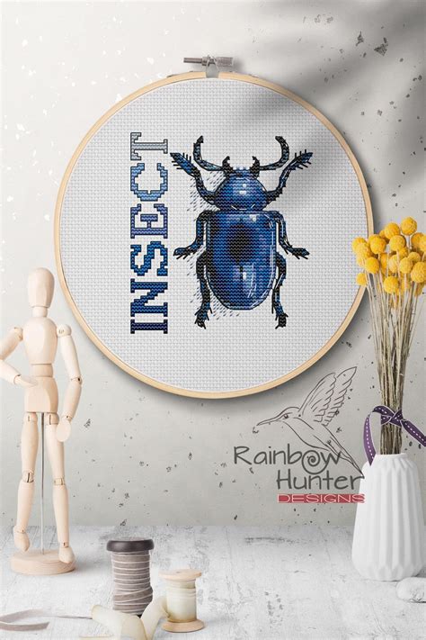 Beetle Cross Stitch Insect Cross Stitch Pattern Pdf Bug Cross Stitch