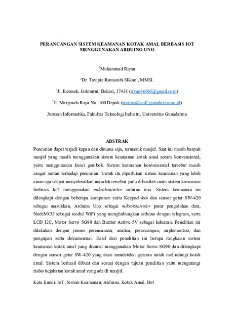 Doc Perancangan Sistem Keamanan Kotak Amal Berbasis Iot Menggunakan Arduino Uno