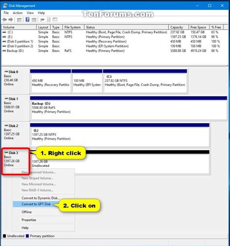 Convert Mbr Disk To Gpt Disk In Windows 10 Tutorials