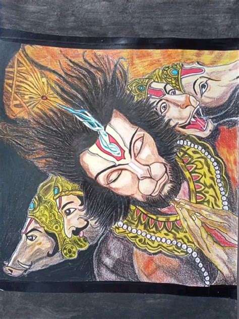 Panchmukhi Hanuman Drawing Sketch Art Made By Hiten Relwani In Drawing Sketches Sketch