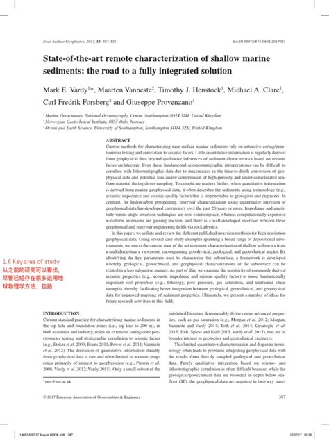 Near Surface Geophysics 2018 Vardy State Of The Art Remote Characterization Of Shallow