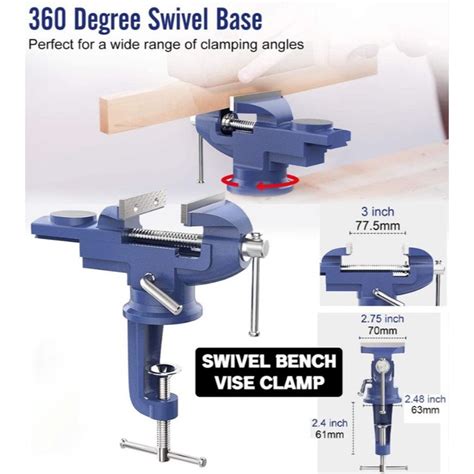 Apit G Clamp 70mm 360° Rotation Heavy Duty Swivel Base Table Vise Clamp Portable Work Bench Vise