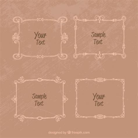 Free Vector Four Cute Hand Drawn Frames