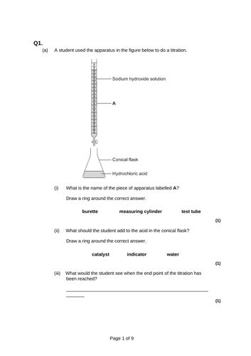 Topic 3 Concentration Titration Calculations For Chemistry Gcse Aqa Teaching Resources