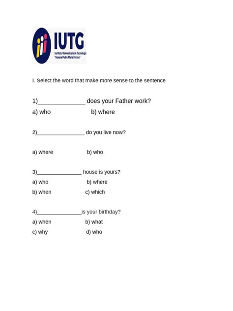 Interrogative Words Pdf