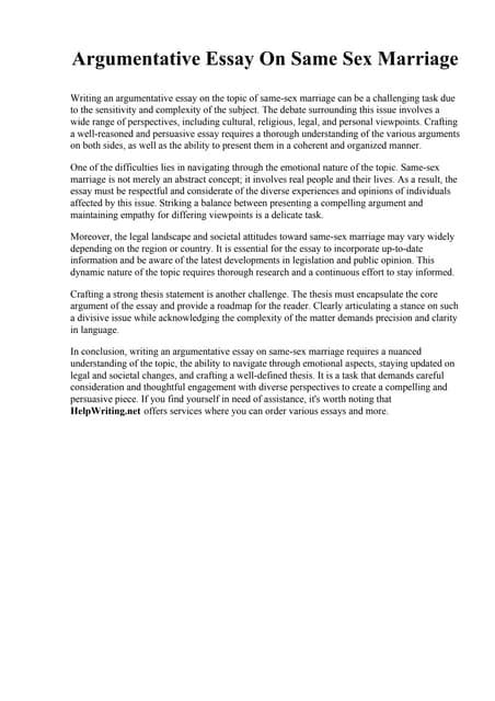 Argumentative Essay On Same Sex Marriagepdf