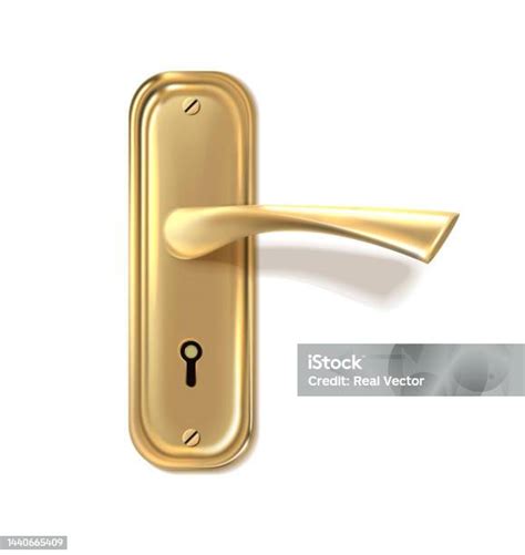 3d 현실적인 아이콘입니다 열쇠 구멍이있는 문 손잡이 흰색 배경에 격리 금 금속에 대한 스톡 벡터 아트 및 기타 이미지 금 금속 금색 자물쇠 Istock