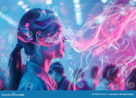 Modern Art Woman Having Class Representing Technology Innovation Knowledge And Guidance Stock Modern Art Woman Having Class Representing Technology Innovation Knowledge And Guidance Stock