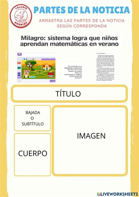 Partes De La Noticia Online Worksheet For Partes De La Misa Noticia