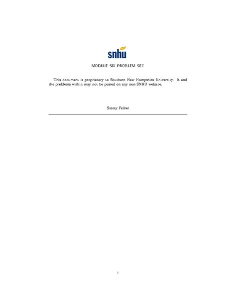 module 6 problem set module six problem set this document is proprietary to southern new