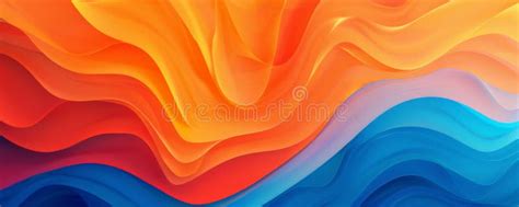 A Bright Gradient Wave Pattern Featuring Smooth Undulating Curves Transitioning From Orange To