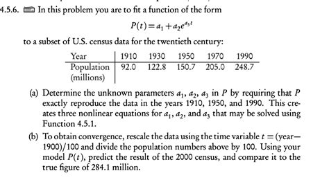 Solved 456 In This Problem You Are To Fit A Function Of
