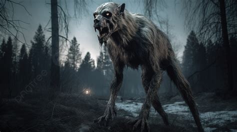 숲을 걷는 어두운 늑대 인간 스킨 워커 사진 배경 일러스트 및 사진 무료 다운로드 Pngtree