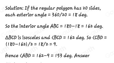 Solved E9 The Points A B C And D Are Consecutive Vertices Of A Regular Polygon With 20 Sides