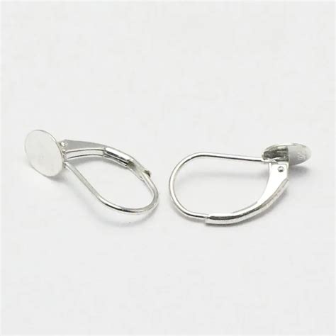 Beadsnice 925 Sterling Silver Leverback Earrings 6mm Pad For Glass