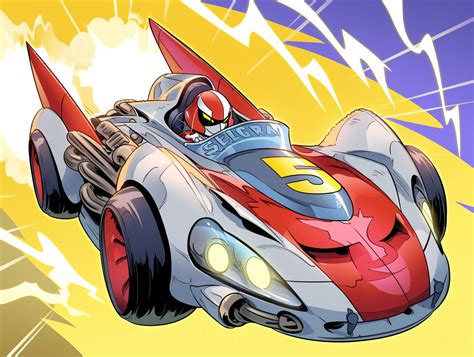 상세한 만화 스타일의 경주차 그림