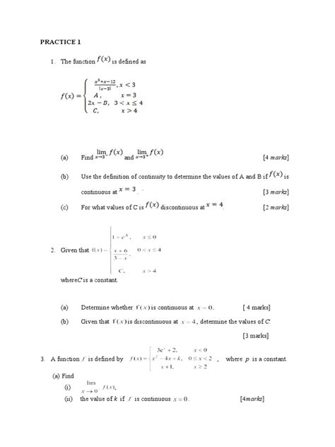 Practise 1 Limits Pdf
