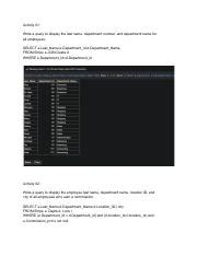 CSE311 LAB WEEK04 Pdf Activity 01 Write A Query To Display The Last