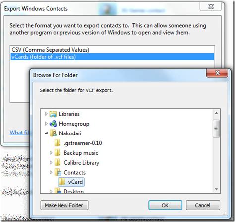 Windows 7 Convert Export Windows Contacts To VCF CSV File Format