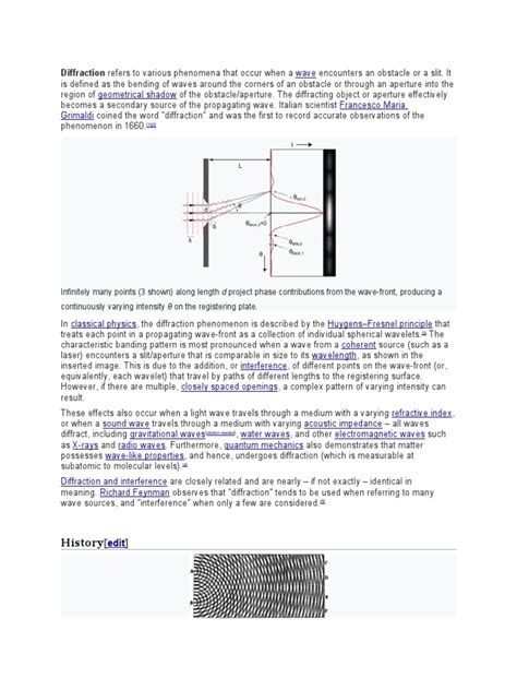 Diffraction Refers To Various Phenomena That Occur When A History