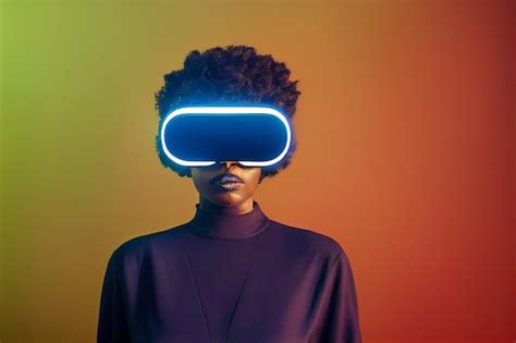 Premium Photo A Beautiful Black Woman Wearing Vr Headset Dramatic Shot With Face In Focus