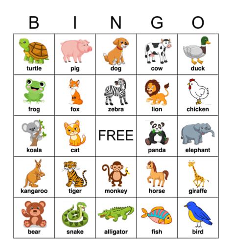 Printable Animal Bingo Sounds Free Download And Print For You