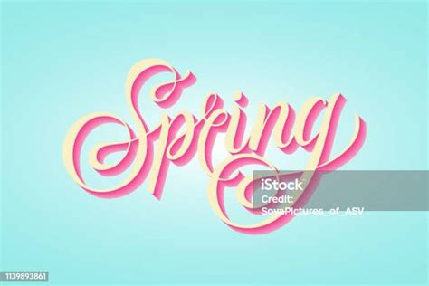 트 렌 디 한 손으로 그린 글자의 로고가 있는 가로 포스터밝은 파란색 배경에 3d 스타일의 봄 0명에 대한 스톡 벡터 아트 및 기타 이미지 Istock