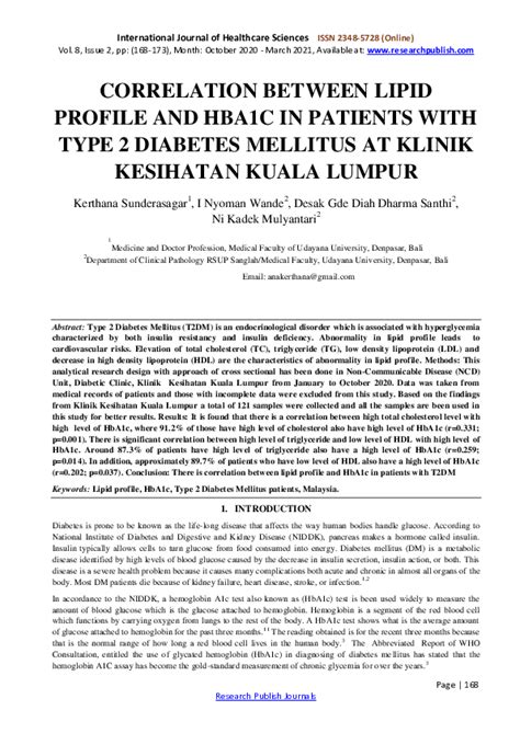 Pdf Correlation Between Lipid Profile And Hba1c In Good And Poor