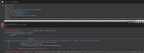 Protocol Buffers ContextualVersionConflict Error Message When Using From Google Cloud Import