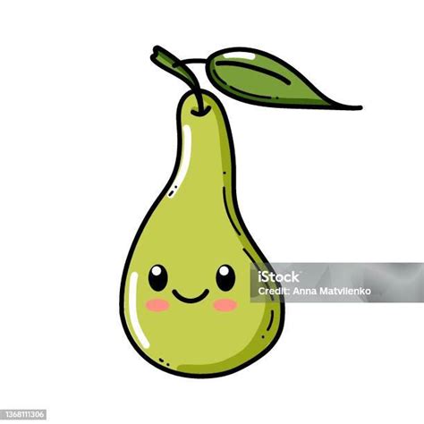 재미있는 귀여운 배 캐릭터 벡터 플랫 배 만화 아이 행복 한 캐릭터 녹색에 고립 된 배 과일 개념 그림 벡터에 대한 스톡 벡터 아트 및 기타 이미지 Istock
