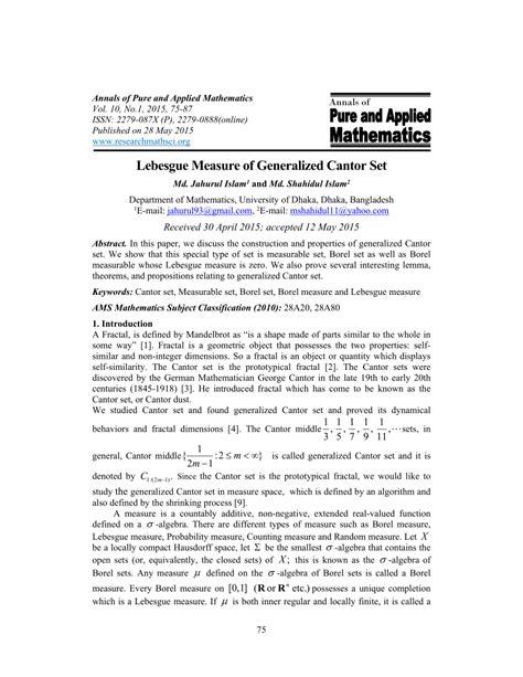 Pdf Lebesgue Measure Of Generalized Cantor Set