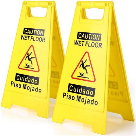 Augbeer Yellow 17 5 Inch Caution Wet Floor Sign With Double Sided