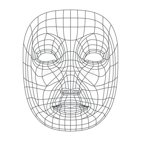 Isolated On White Human Face Mesh 3d Modeling Recognition Head Scan